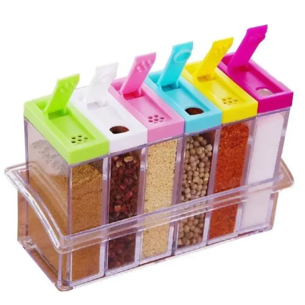 Spice Jars Dispenser Masala Rack Easy Flow Storage Crystal Seasoning ...